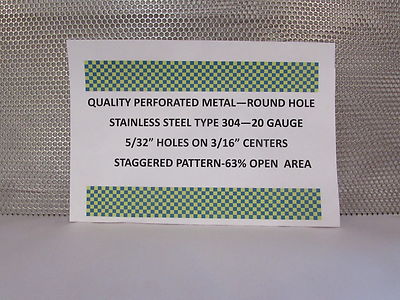 5/32" HOLES ON 3/16"STAGGERED-20 GA STAINLESS PERFORATED SHEET--7-1/2 ...