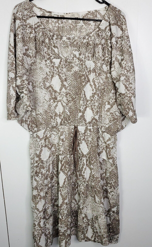 Loft Dress Womens M Snake Print Drawstring Waist Kimono Sleeves ...