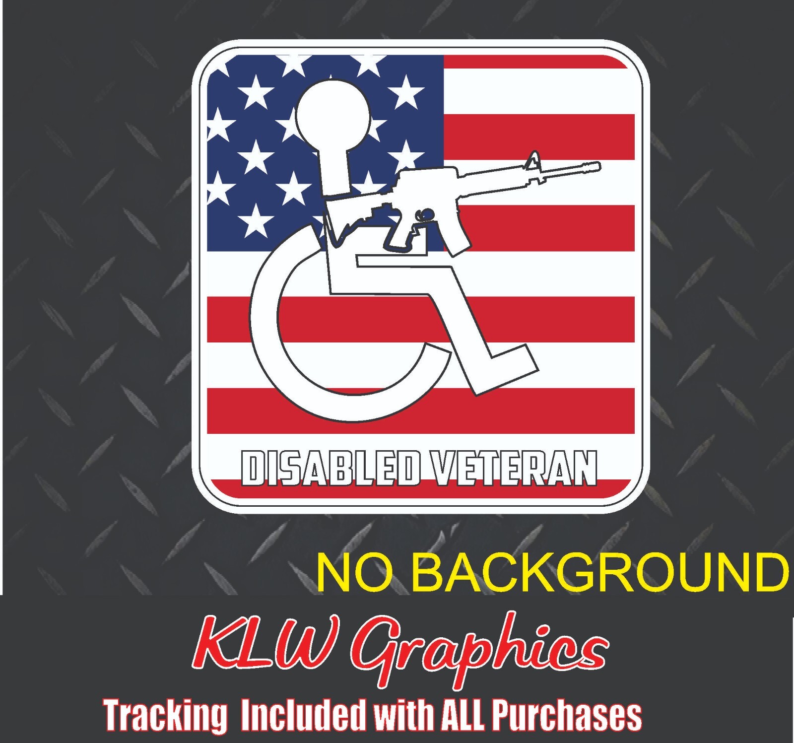 WheelChair Handicap Decal Sticker Gun Veteran US USA Flag Car Turbo ...