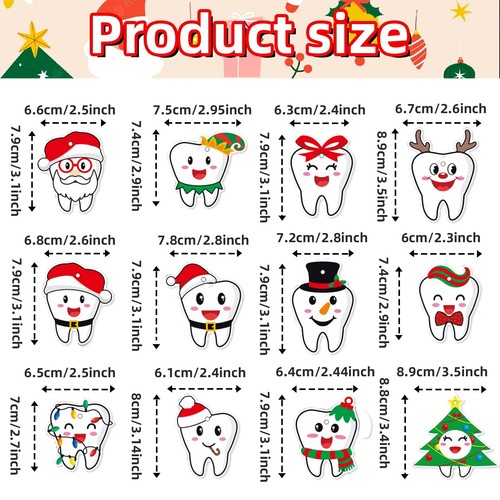 36 Pcs Tooth Christmas Tree Ornaments, Funny Teeth Hanging Decorations ...