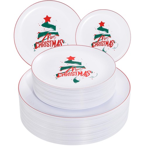 60PCS Christmas Plates - Include 30 Dinner/Dessert Plastic Plates with ...