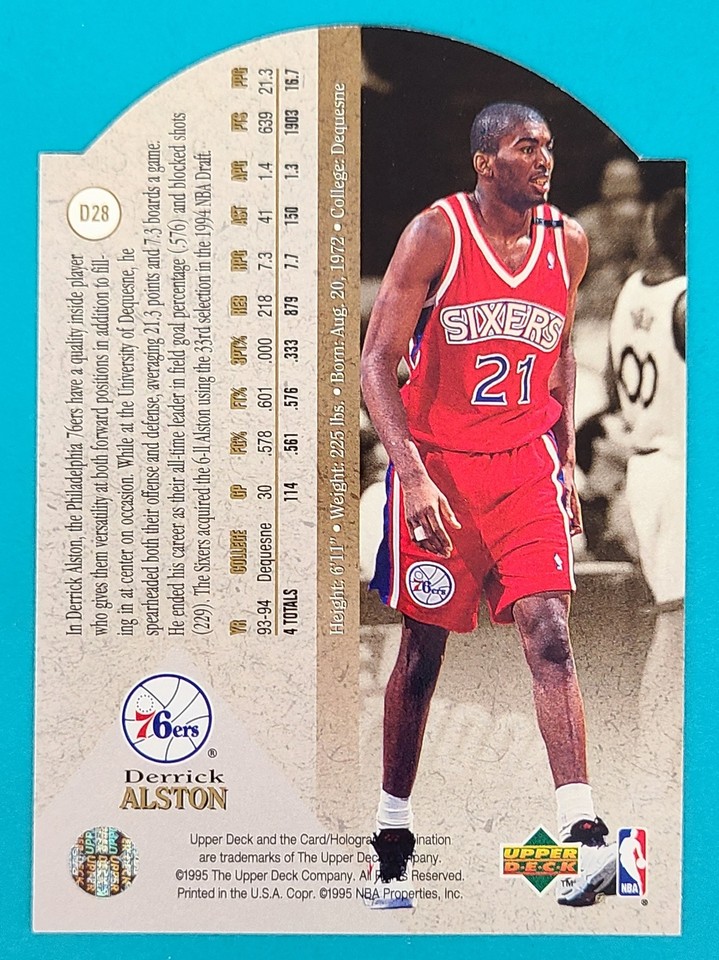 1994-95 SP Die Cut RC #D28 Derrick Alston Philadelphia 76ers BASKETBALL ...