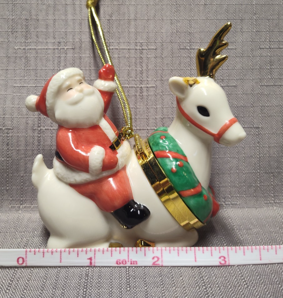 Lenox Santa Riding Reindeer Christmas Ornament Hinged Trinket Box | eBay