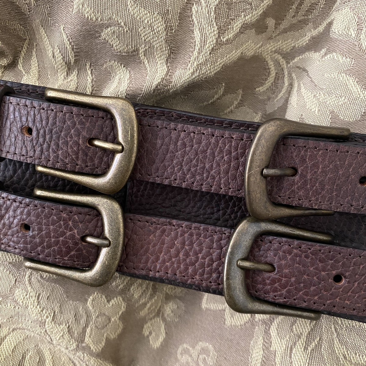 Double Buckle Wide Leather Belt