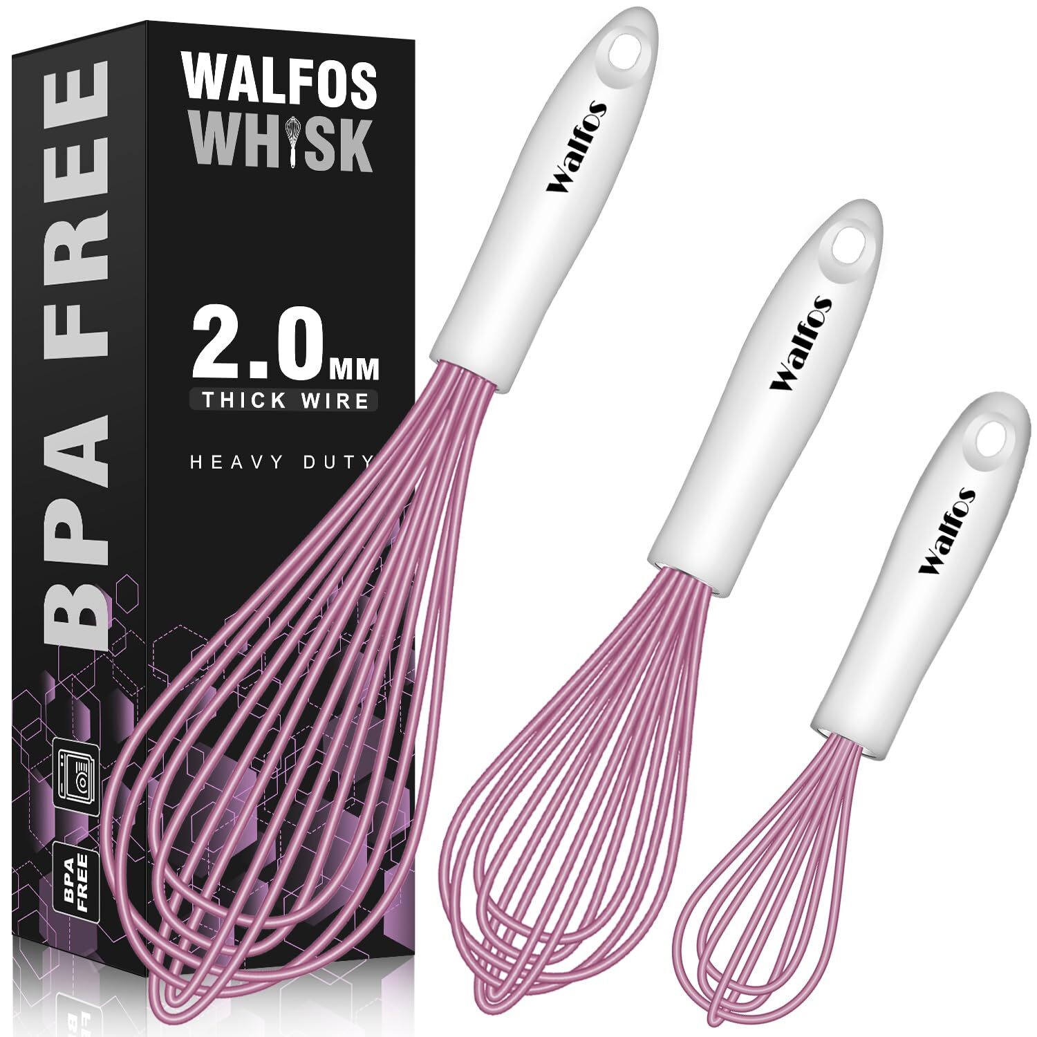 Whisk Silicone Whisks for Cooking & Baking Non Scratch Rubber Coated ...
