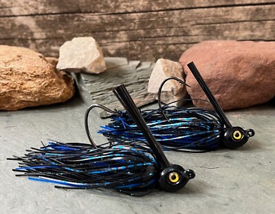 Black and Blue - 2 Pack - Swim Jig Bass Fishing Jig Lure | eBay