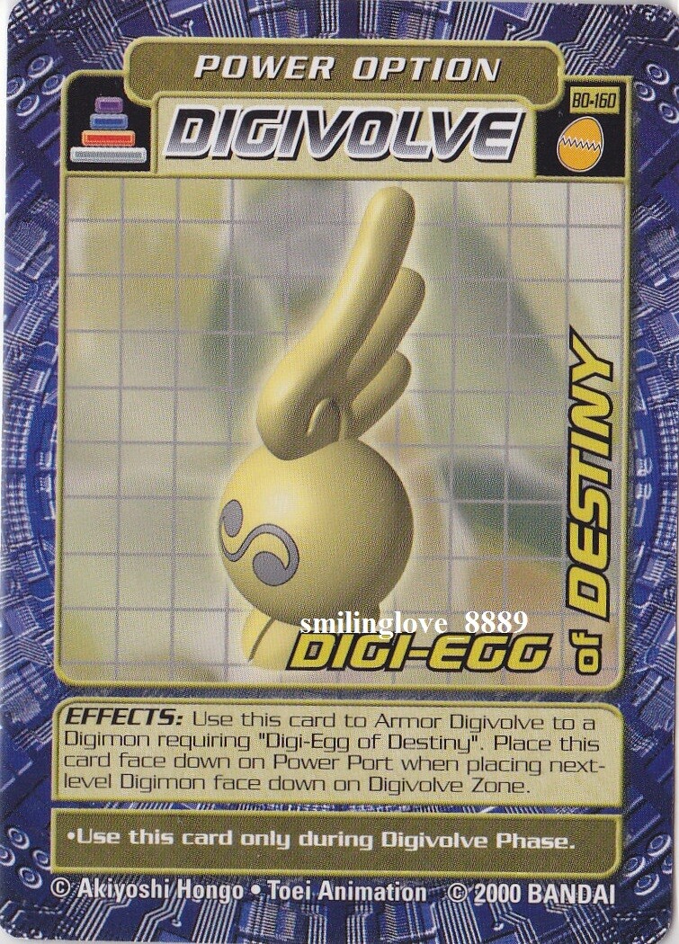 DIGIMON NON-FOIL RARE CARD - DIGI-BATTLE SERIES 3 - BO-160 DIGI-EGG OF ...