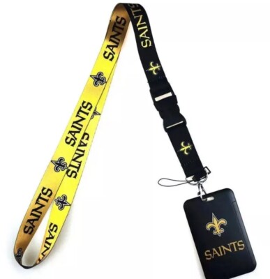 Brand New NFL Lanyard Keychain New Orleans Saints ID Holder US STOCK ...