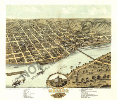 Panoramic Map of Moline Illinois 16x20 | eBay