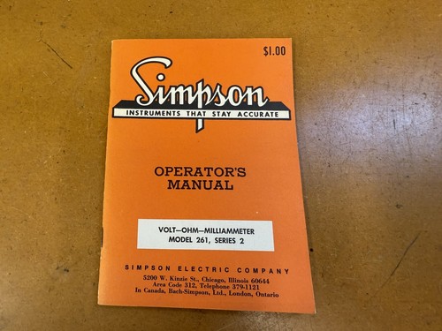 Simpson V.O.M Model 261 Series 2 Operator's Manual ~ c. 1971 ~ Original ...