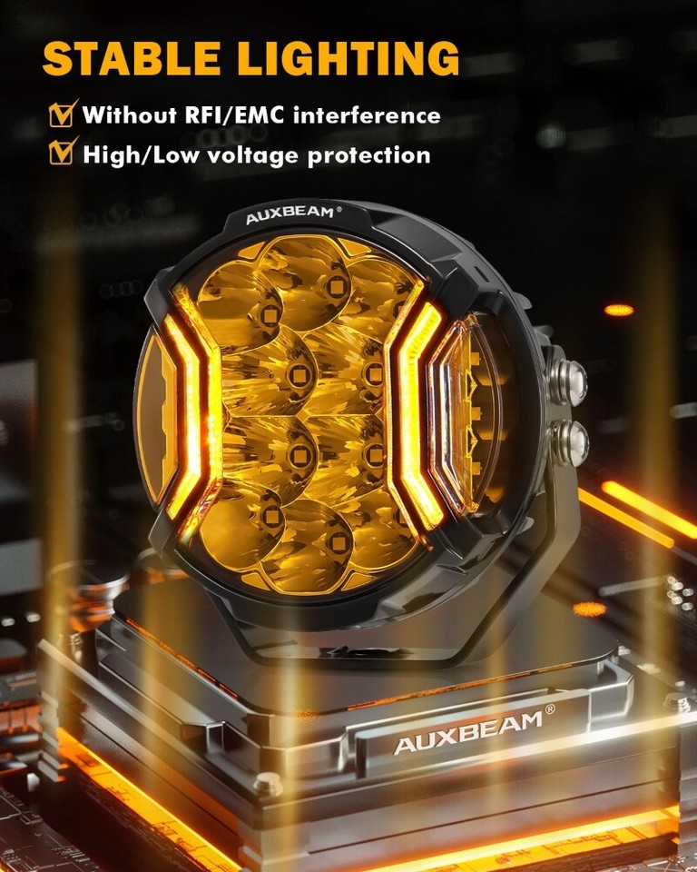 AUXBEAM V-ULTRA 5 Inch 172W LED Side Shooter Amber/White Pod Lights w ...