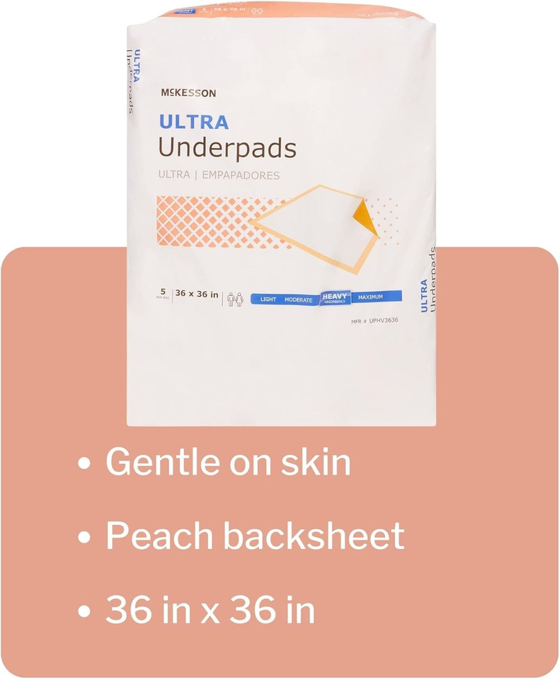 Underpads Disposable Bed Pads 36" X 36" [50 Count], Heavy Absorbency ...