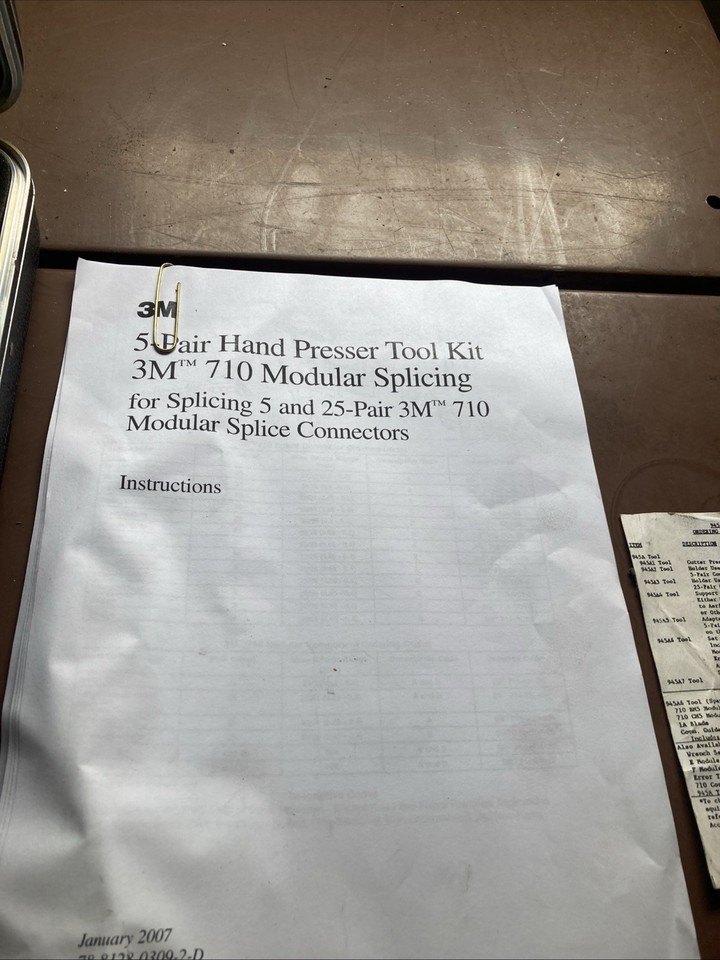 3M 5 PAIR PRESSOR TOOL KIT 3M-710 MODULAR SPLICING KIT 5 AND 25-PAIR | eBay