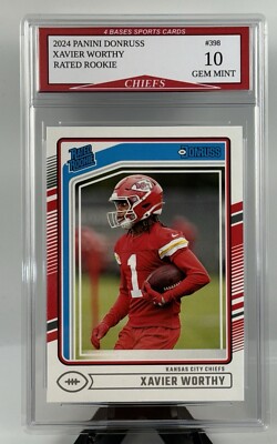 2024 Panini Donruss Xavier Worthy Chiefs Rated Rookie Card #398 Gem ...