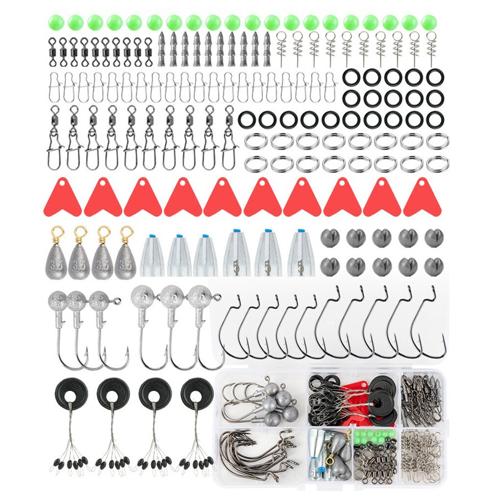 170pcs Fishing Set Including Box Hooks Swivels Sinkers Fishing ...