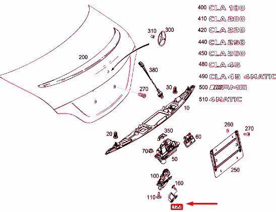 Mercedes-Benz CLA Coupe C117 Tailgate Boot Lid Lock Hook A2047580003 ...
