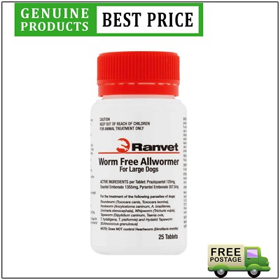 Ranvet Allwormer 25 Tablets for Large Dog (25 Kg) | eBay Australia