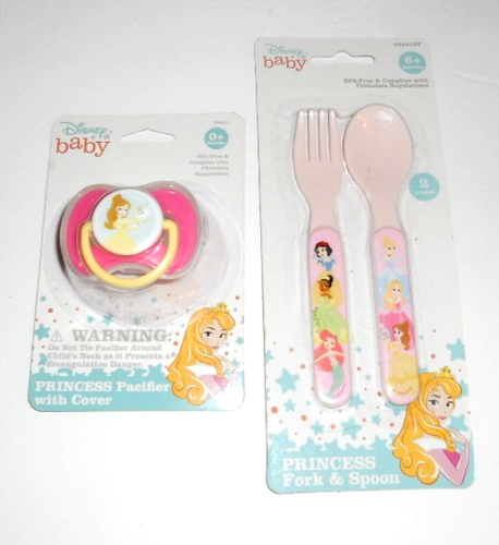 Disney Baby Princess Pink Fork & Spoon Set /Disney Baby Pink Pacifier ...