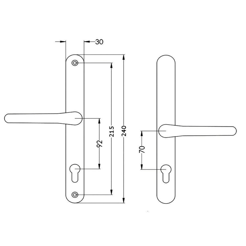 Yale Mila Lever Pad/Lever Offset Door Handle 92 and 70mm PZ 215mm Screw ...