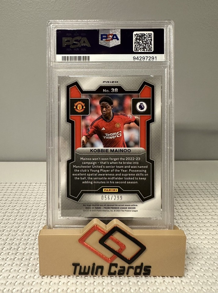 2023-24 Panini Prizm EPL Kobbie Mainoo Blue Prizm /299 RC PSA 10 Man ...