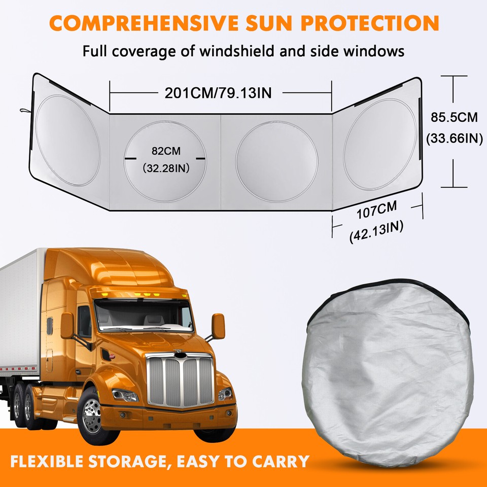 For Freightliner Semi-Truck Windshield & Side Windows Sun Shade UV ...