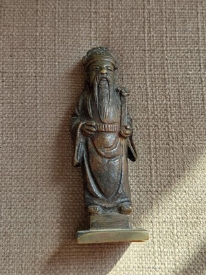 5" China Bronze Shou Lao Xing Statue Longevity Good Fortune Prosperity ...