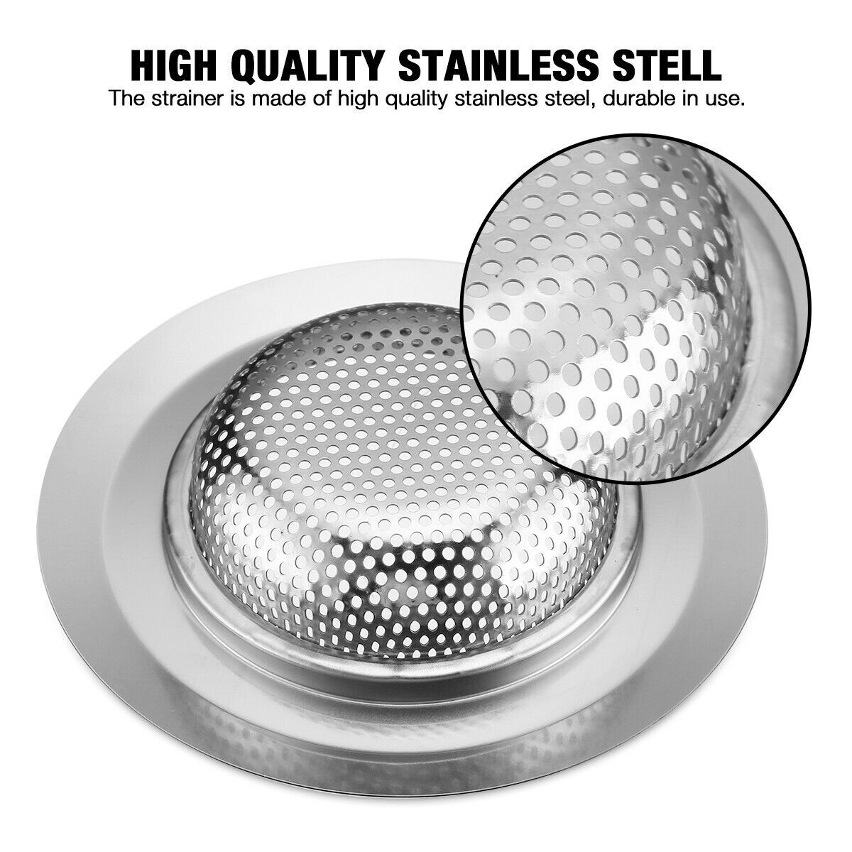 4.5" Kitchen Sink Strainer Stopper Stainless Steel Drain Basket Waste ...
