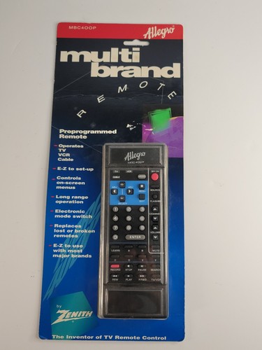 Vintage Zenith Allegro MBC400P Programmed Remote New Universal Multi ...