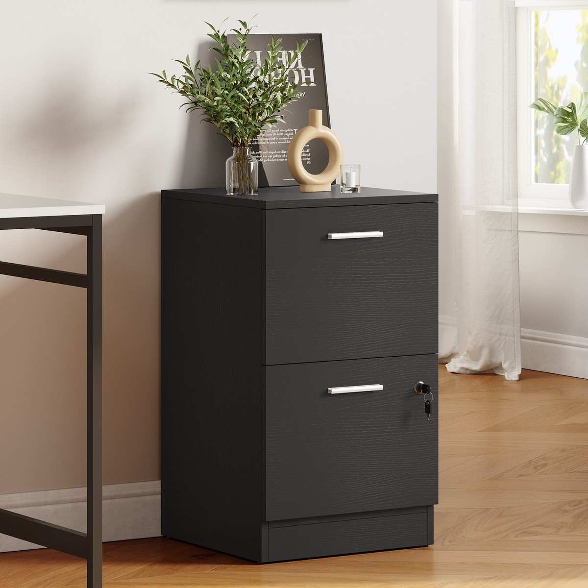 Black Wood Filing Cabinets VINGLI 4 Drawer Wood File Cabinet With