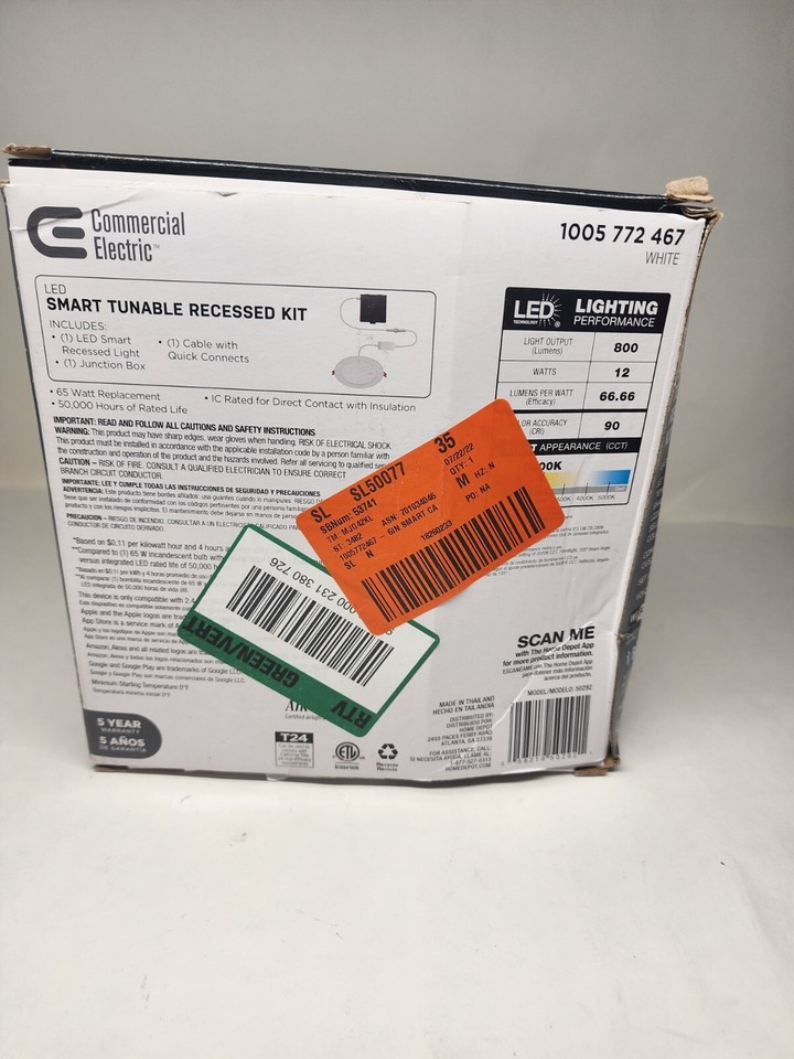 Commercial Electric 50292 6 in. Smart Hubspace Ultra Slim RGB+W LED ...