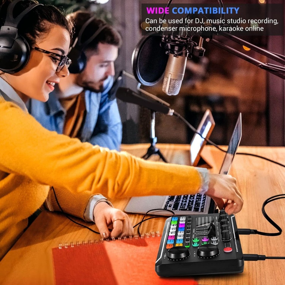 Professional Live Sound Card Audio Mixer Podcast Voice Changer Sound ...