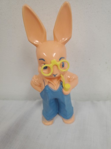 VTG 50's Knickerbocker 6" Hard Plastic Easter Bunny Pink Blue Father W ...