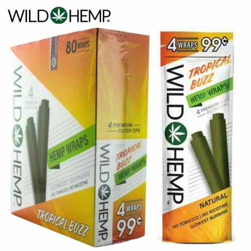 Wild H. Organic Wrap Rolling Paper Tropical Buzz Full Box 20 Pouches /4 ...