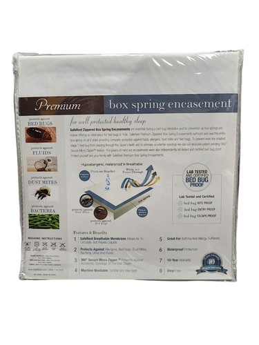 SafeRest Box Spring Encasement Protector Cover Bedbug Spills Dust Mites ...