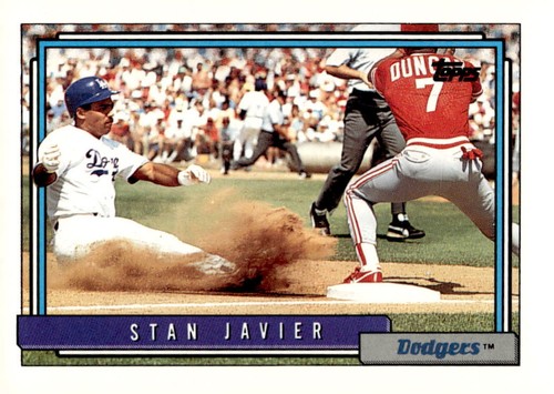 1992 Topps #581a Stan Javier Gold Winners print code D* - Los Angeles ...