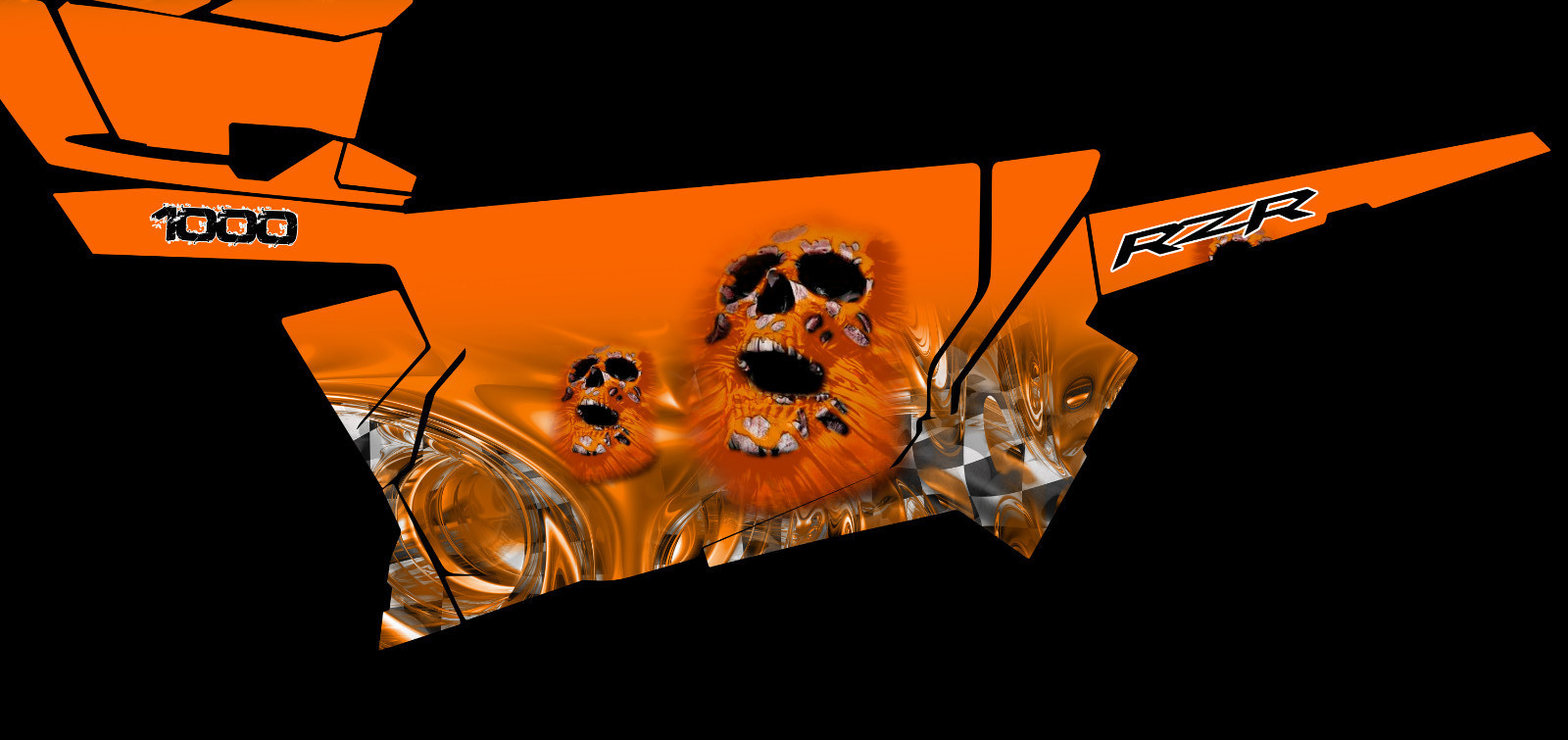 Polaris 1000 xp RZR Demented Skull Design Decal Graphic Kit Wraps 2 ...
