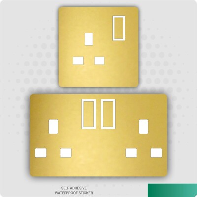 Gold Metallic Effect UK Plug Socket Stickers Kids Bedroom Living Room ...
