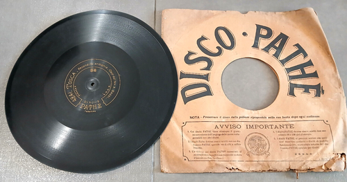 Antico Disco Bachelite Pathe 100 giri Si Fui Soldato Recondita Armonia ...
