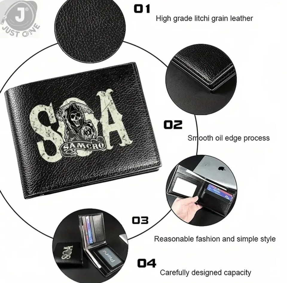Sons of Anarchy S.O.A. SAMCRO Logo Men's Wallet Faux Leather Crocodile ...