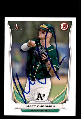 Signed Baseball Card Auto 2014 Bowman Draft #DP21 Matt Chapman Oakland ...