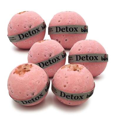 Bath Bomb Detox Pink Rock Salt Home Spa Style Set of 6 Body Soak Bomb ...