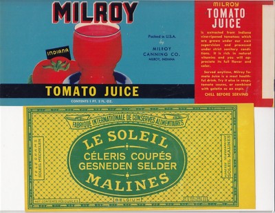 Vintage LE SOLEIL MALINES Label and Milroy Tomato Juice Label / q2 | eBay