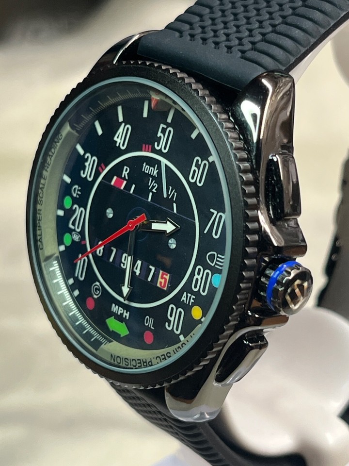 NEW Watch men's VW Beetle Speedometer Watch green luminous dial tire ...