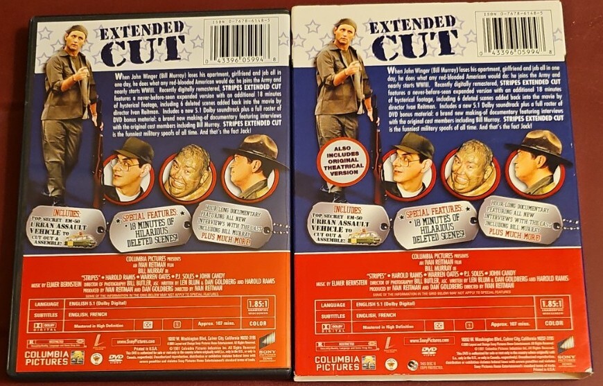 Stripes (DVD, 2005, Extended Cut) Bill Murray, John Candy FREE SHIPPING ...