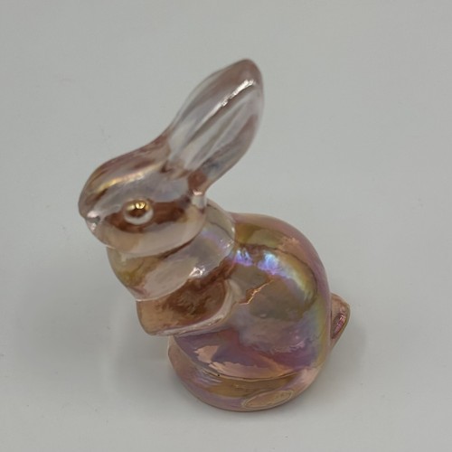 Fenton Art Glass Pink Iridescent Bunny Rabbit Figurine 2.75” tall ...
