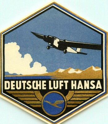 DEUTSCHE LUFTHANSA / LUFT HANSA - Great Early Airline Luggage Label ...
