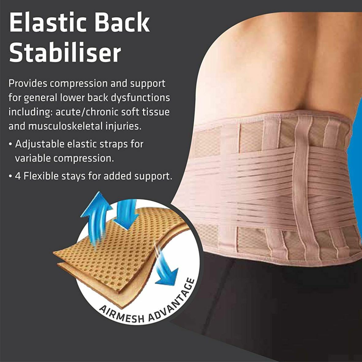 Thermoskin Elastic Back Stabiliser Compression Support Sport Recovery ...