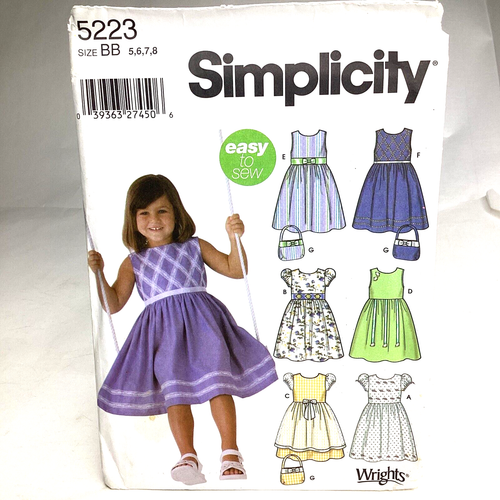 Vintage Simplicity 5223 Little Girls Dress Sewing Pattern - Size BB 5 6 ...
