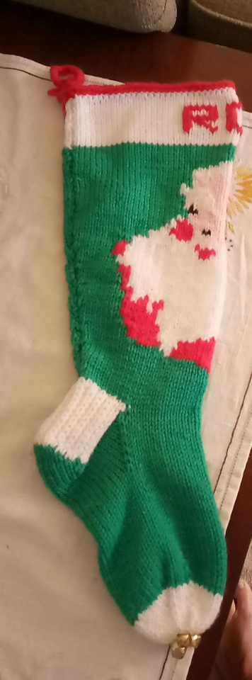 Vintage Homemade Knit Christmas Stocking "RON" | eBay