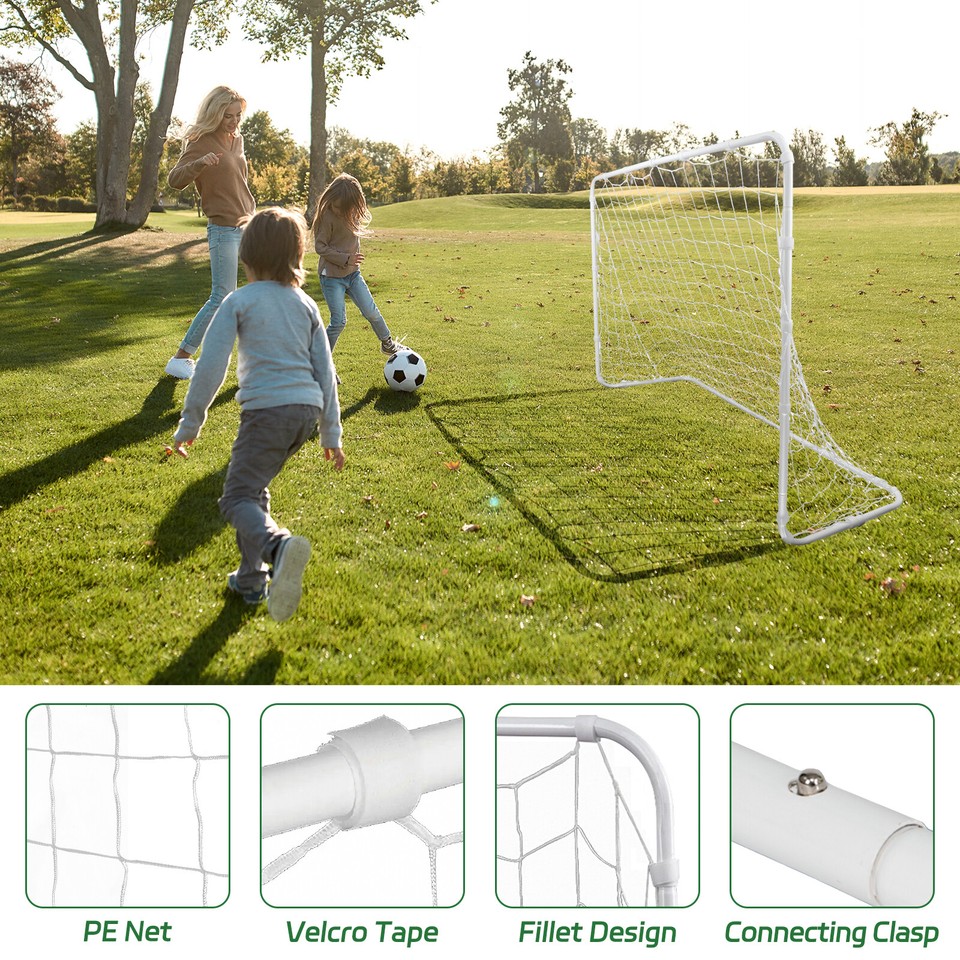 6x4 FT Portable Steel Frame Soccer Goal Net Football Sports Training ...